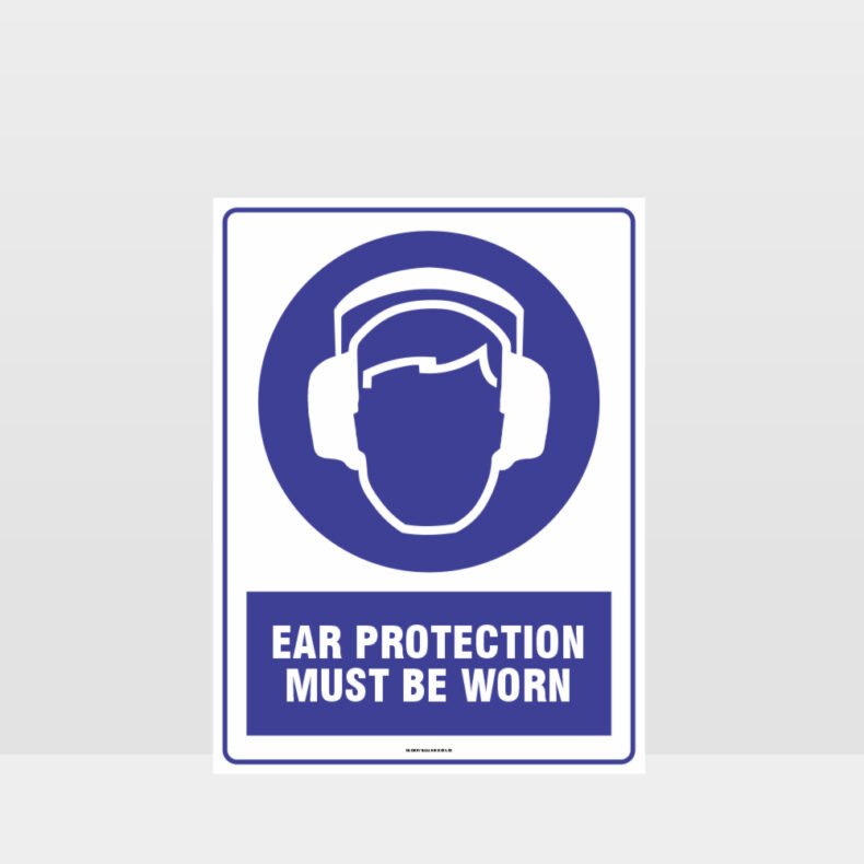Mandatory Ear Protection Must Be Worn Sign - Mandatory Sign - HAZARD ...
