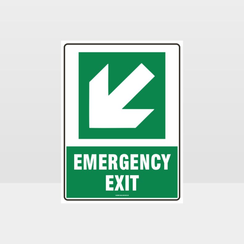 Emergency Exit Arrow 03 Sign - Emergency Signs - HAZARD SIGNS NZ