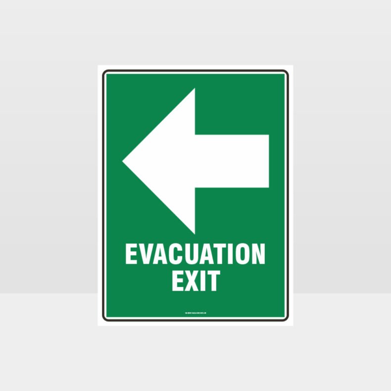 Evacuation Exit Left Sign - Emergency Signs - HAZARD SIGNS NZ