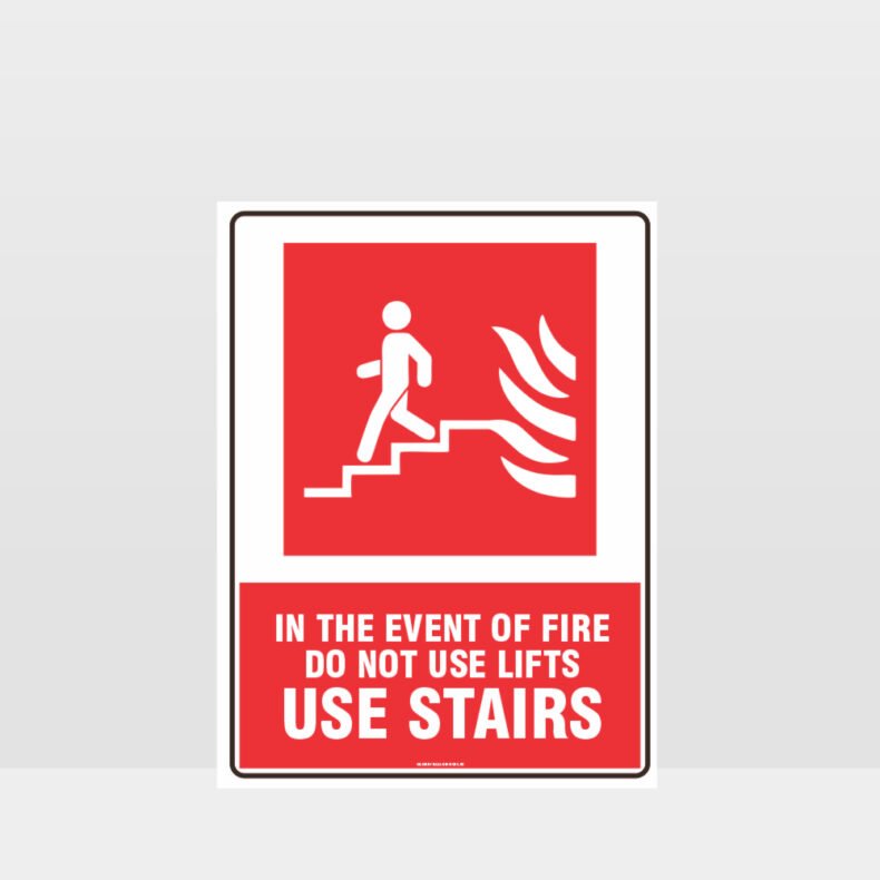 Use Stairs Fire Sign 01 - Fire Sign - HAZARD SIGNS NZ