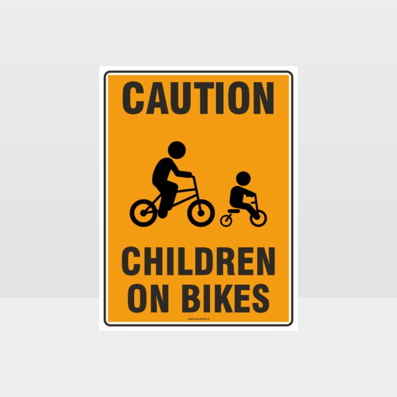 Caution Children On Bikes 01 Sign - Notice/Information Sign - HAZARD ...