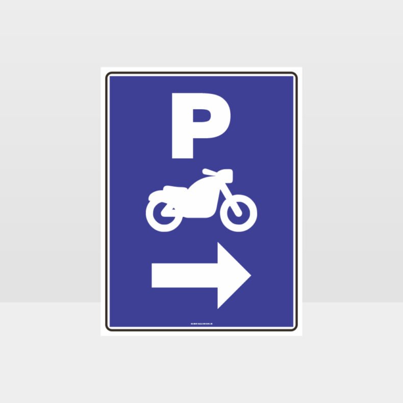 Motorcycle Parking Right Arrow Sign - Notice/Information Sign - HAZARD ...