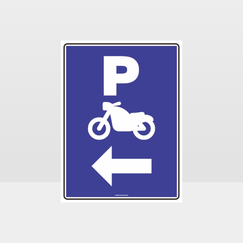 Motorcycle Parking Left Arrow Sign - Notice/Information Sign - HAZARD ...