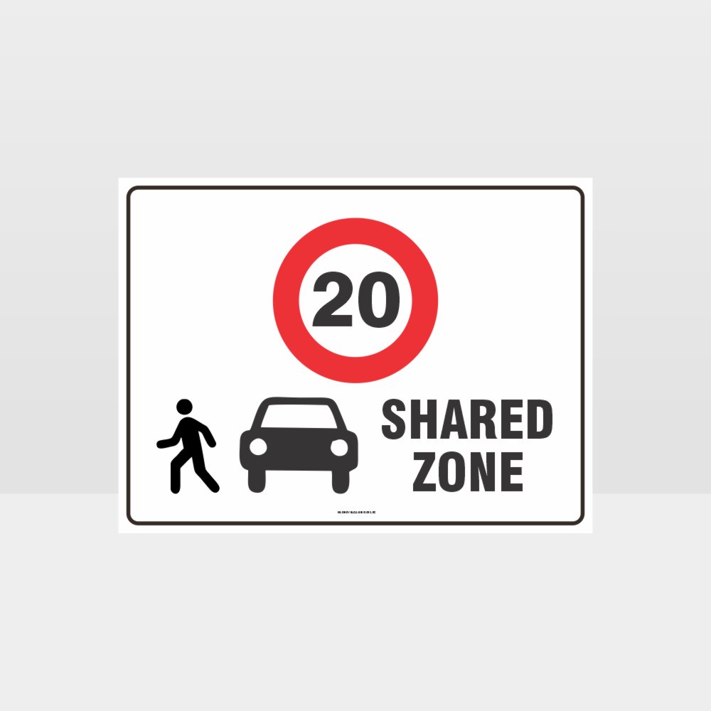 Shared Zone 20KPH L Sign - Notice/Information Sign - HAZARD SIGNS NZ