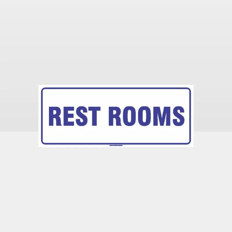 Rest Rooms White Background Sign - Fire Sign - HAZARD SIGNS NZ