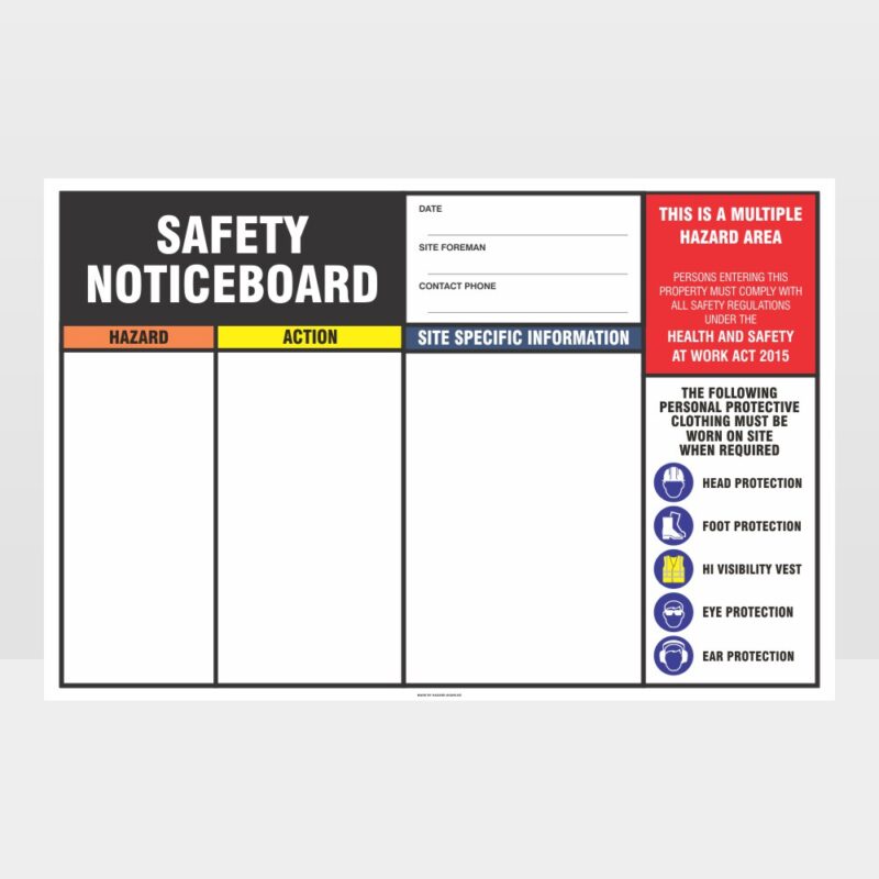 Safety Noticeboard Sign - Notice/Information Sign - HAZARD SIGNS NZ