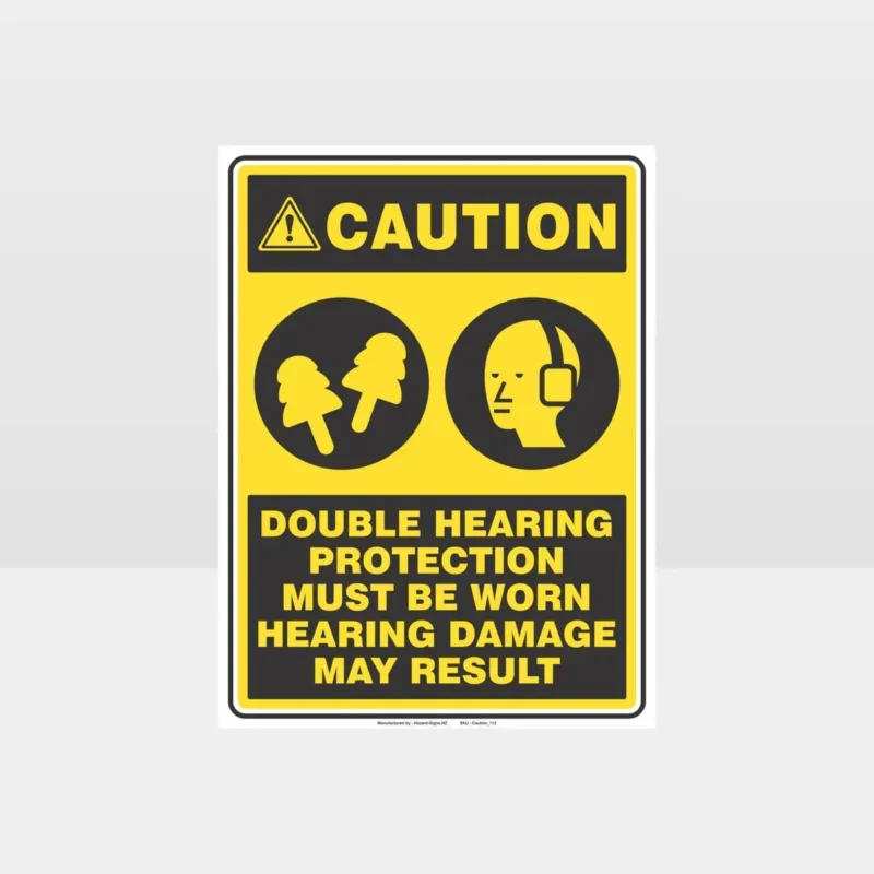 Caution Double Hearing Protection Sign - Caution Signs - HAZARD SIGNS NZ