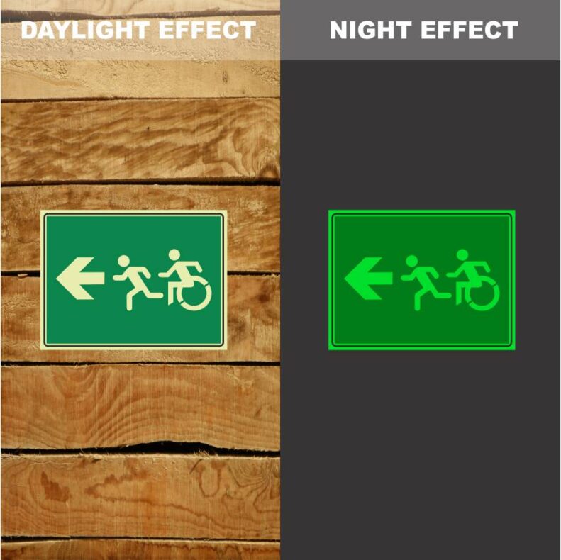 Photoluminescent Exit Left Sign - Emergency Signs - HAZARD SIGNS NZ
