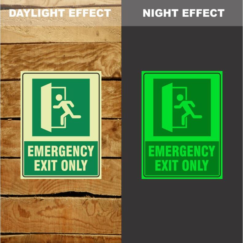 Photoluminescent Emergency Exit Only Left Sign - Emergency Signs ...