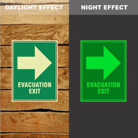 Photoluminescent Evacuation Exit Right Sign - Emergency Signs - HAZARD ...
