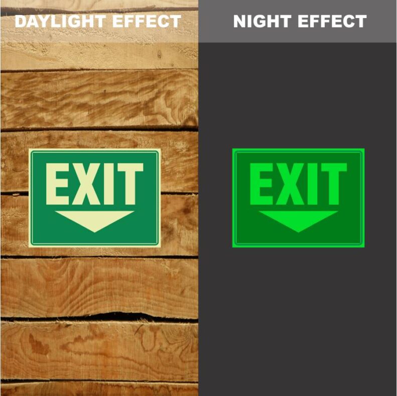 Photoluminescent Notice Exit Down Sign - Emergency Signs - HAZARD SIGNS NZ