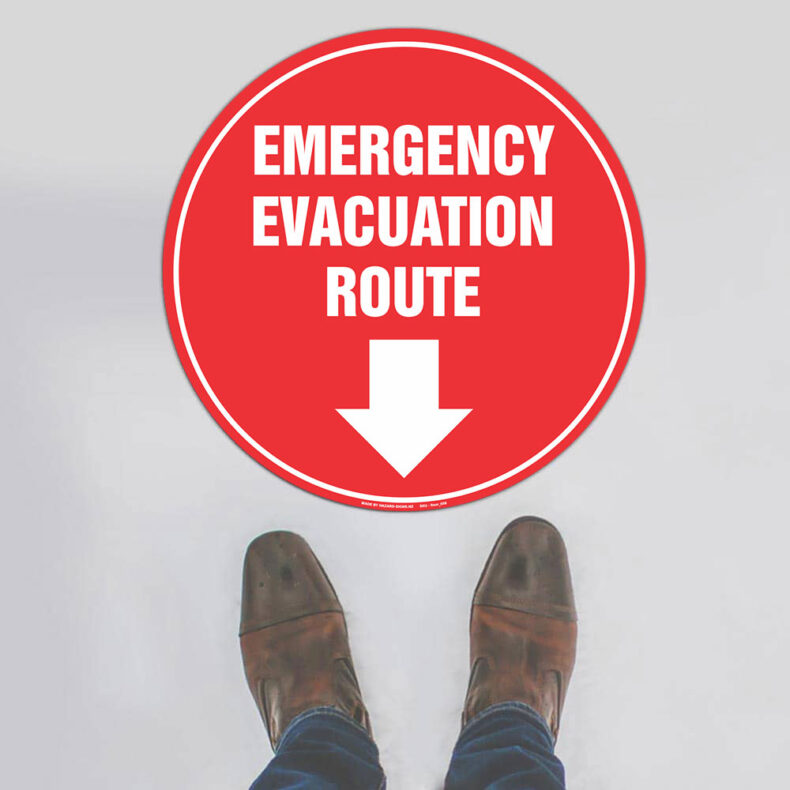 Emergency Evacuation Route Floor Sign - HAZARD SIGNS NZ
