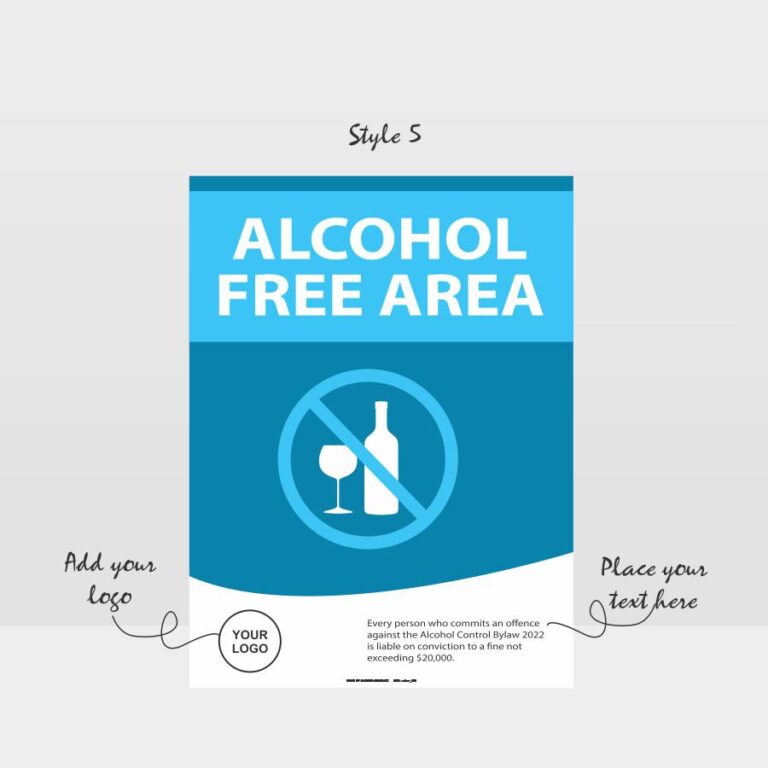 Custom Alcohol Free Area Sign - Prohibition Sign - Hazard Signs