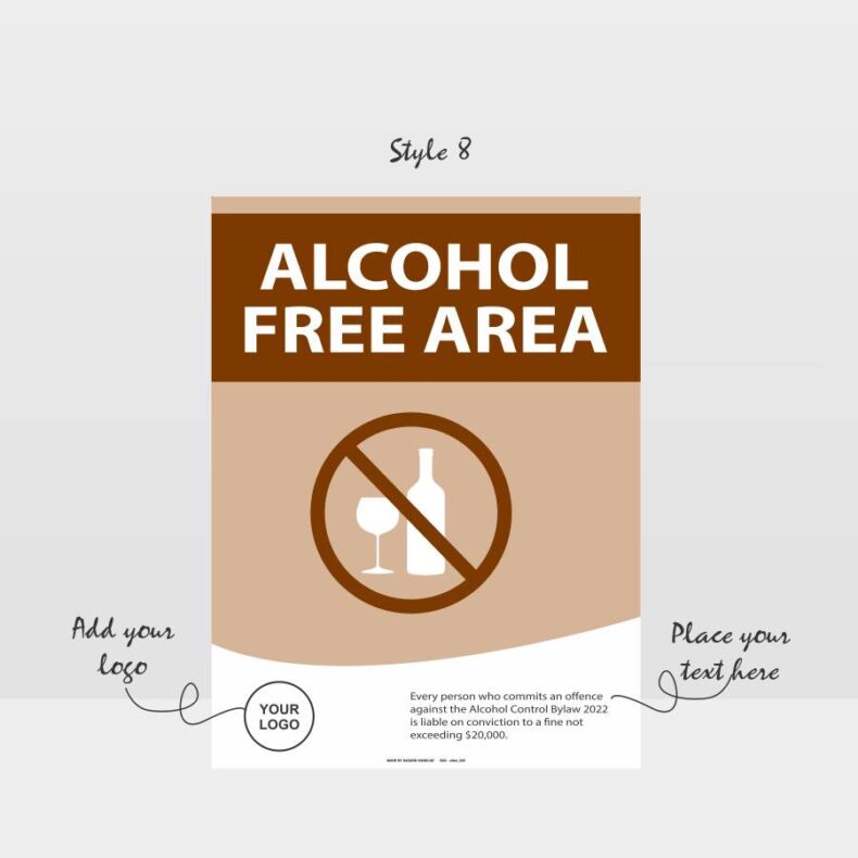 Custom Alcohol Free Area Sign - Prohibition Sign - Hazard Signs
