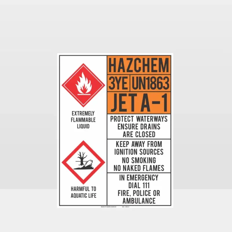 3YE 1863 Jet A-1 HAZCHEM Sign - Hazardous Signs HAZARD SIGNS NZ