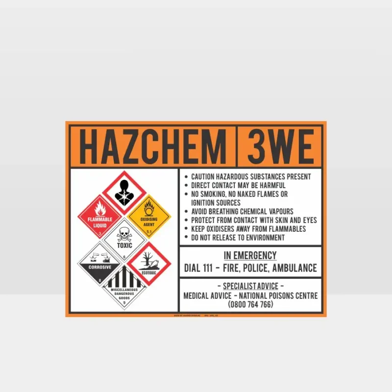 HAZCHEM 3WE Sign - Hazardous Signs HAZARD SIGNS NZ