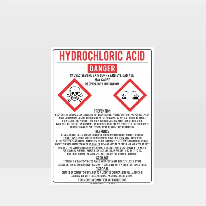 Hydrochloric Acid Danger Sign - Hazardous Signs HAZARD SIGNS NZ