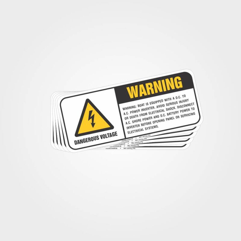 Dangerous Voltage Warning Boat Labels - HAZARD SIGNS NZ