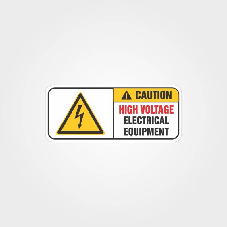 Caution High Voltage Electrical Equipment Label - Electrical Labels ...