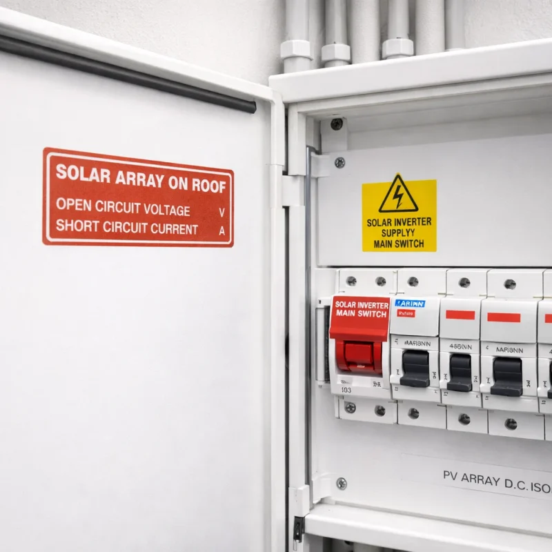 Solar Array On Roof Label – Solar PV Electrical Safety Label NZ