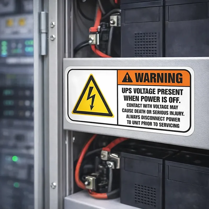 Warning UPS Voltage Label – Uninterruptible Power Supply Electrical Label