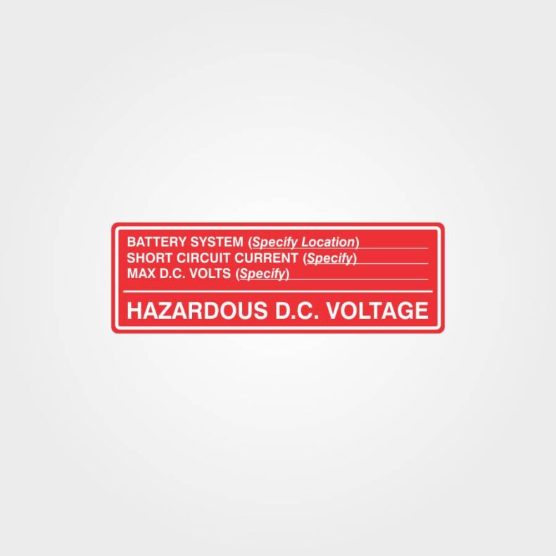 Hazardous D.C. Voltage Label - Electrical Labels - HAZARD SIGNS NZ