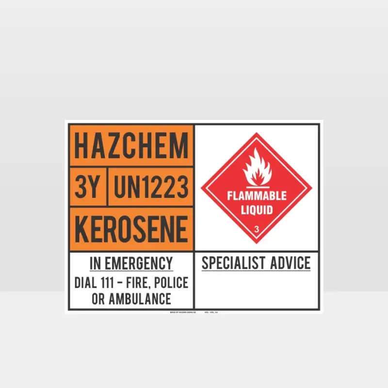 Kerosene Emergency Information Panel Sign - Hazardous Signs HAZARD SIGNS NZ