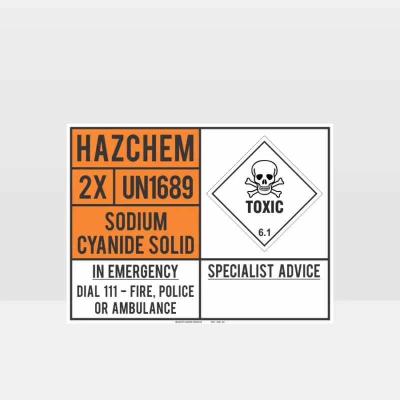Sodium Cyanide Solid Emergency Information Panel Sign - Hazardous Signs ...