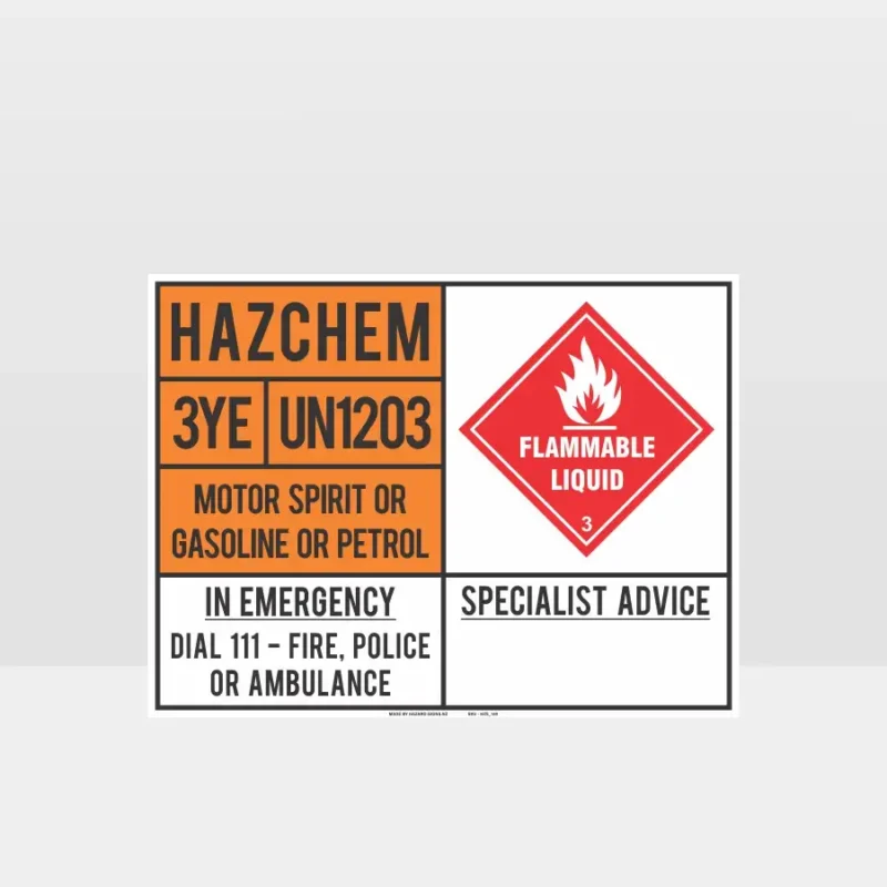 Motor Spirit / Gasoline / Petrol Emergency Information Panel (EIP) Sign ...