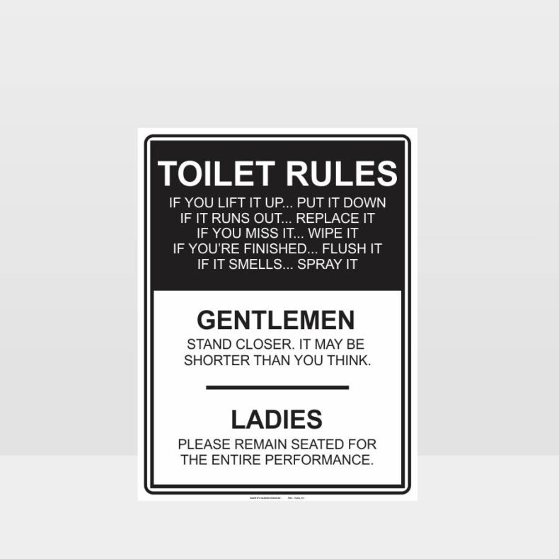 Toilet Rules Sign - Toilet Signs - HAZARD SIGNS NZ