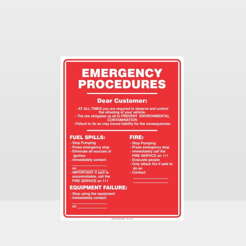 Emergency Procedures Sign - Emergency Signs - HAZARD SIGNS NZ